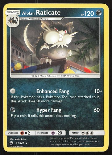 Pokemon TCG Alolan Raticate 82/147 Burning Shadows Regular Rare HP | eBay