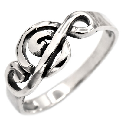Musical Symbol Treble Clef Ring 925 Sterling Silver Vintage Style Sizes ...