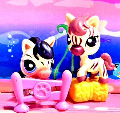 Littlest Pet Shop LPS Authentic Zebra Pair #392 and #1490 | eBay Australia