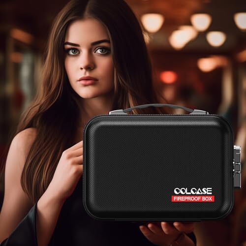 Fireproof Money Box with Lock, Hard Case Fireproof Box Hard-Shell ...