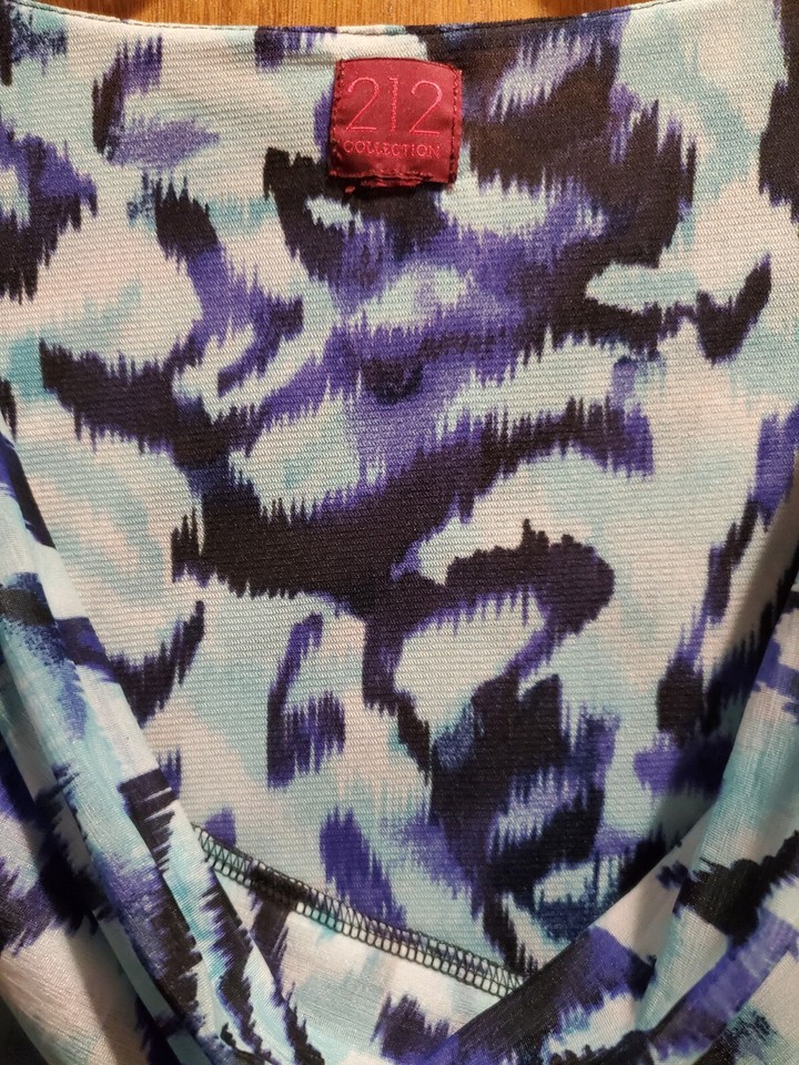 Women's 212 Collection Large Or XL Sheer Two Layer Ruffled Blue Pattern ...