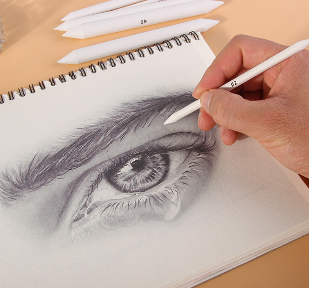 6pcs/set Smudge Stick Sketch Tool White Drawing Charcoal Paper Pen Art ...