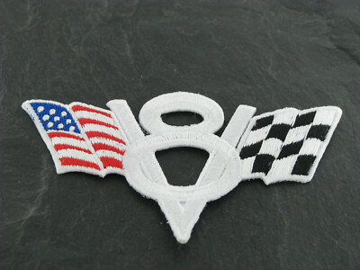 Patches Aufbügler Aufnäher Ford V8 Chevy Chevrolet Dodge V8 Racing Flag ...