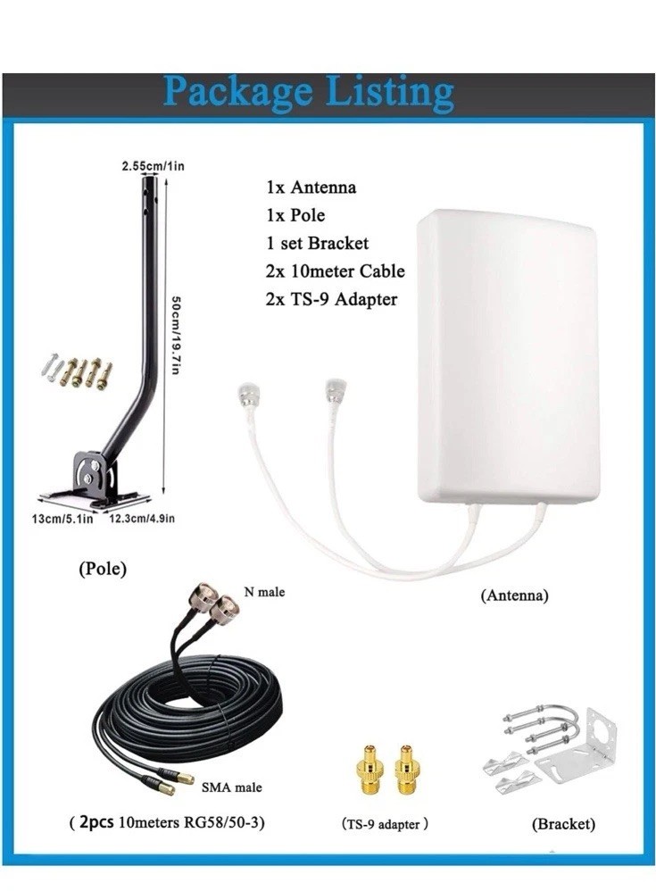 5G 4G LTE WiFi 2x2 MIMO Outdoor Directional Panel Antenna High Gain | eBay