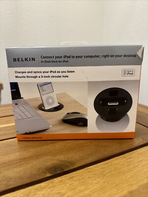 Belkin In-Desk Dock For iPod F5U255-GR-KIT Mounts 3" Desktop Charges ...