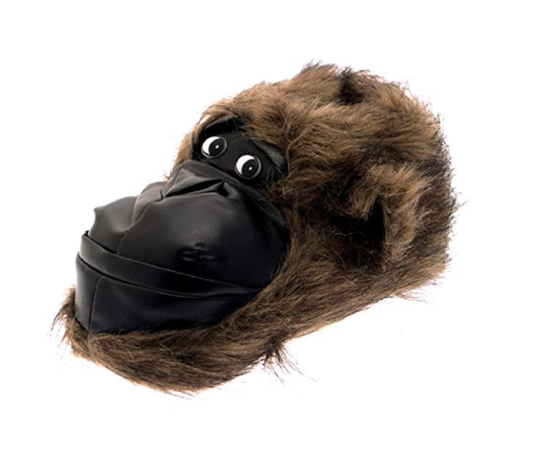 New Mens Light Brown Novelty Gorilla Head Character Slippers Gift Idea ...