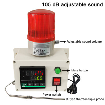 110-240V Intelligent Over High And Low Temperature Alarm Sensor 105dB 0 ...