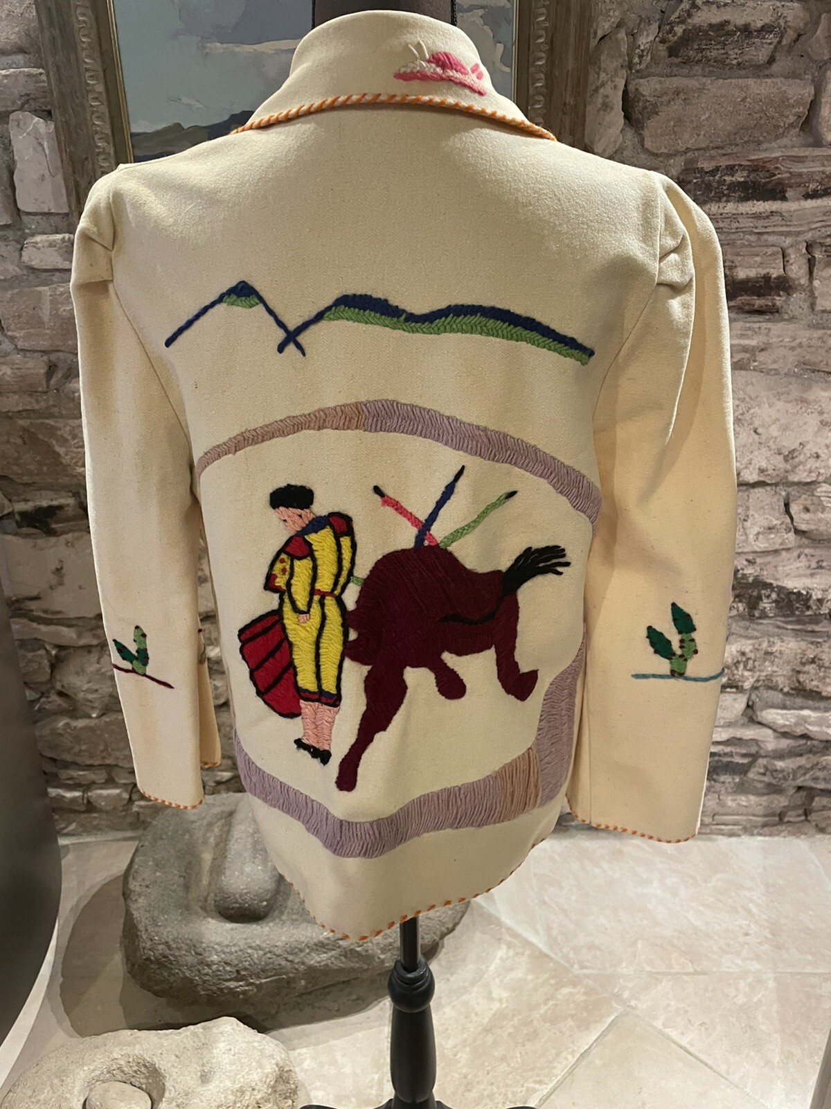 Lovely 1950s Cream Embroidered Mexican Tourist Jacket… - Gem