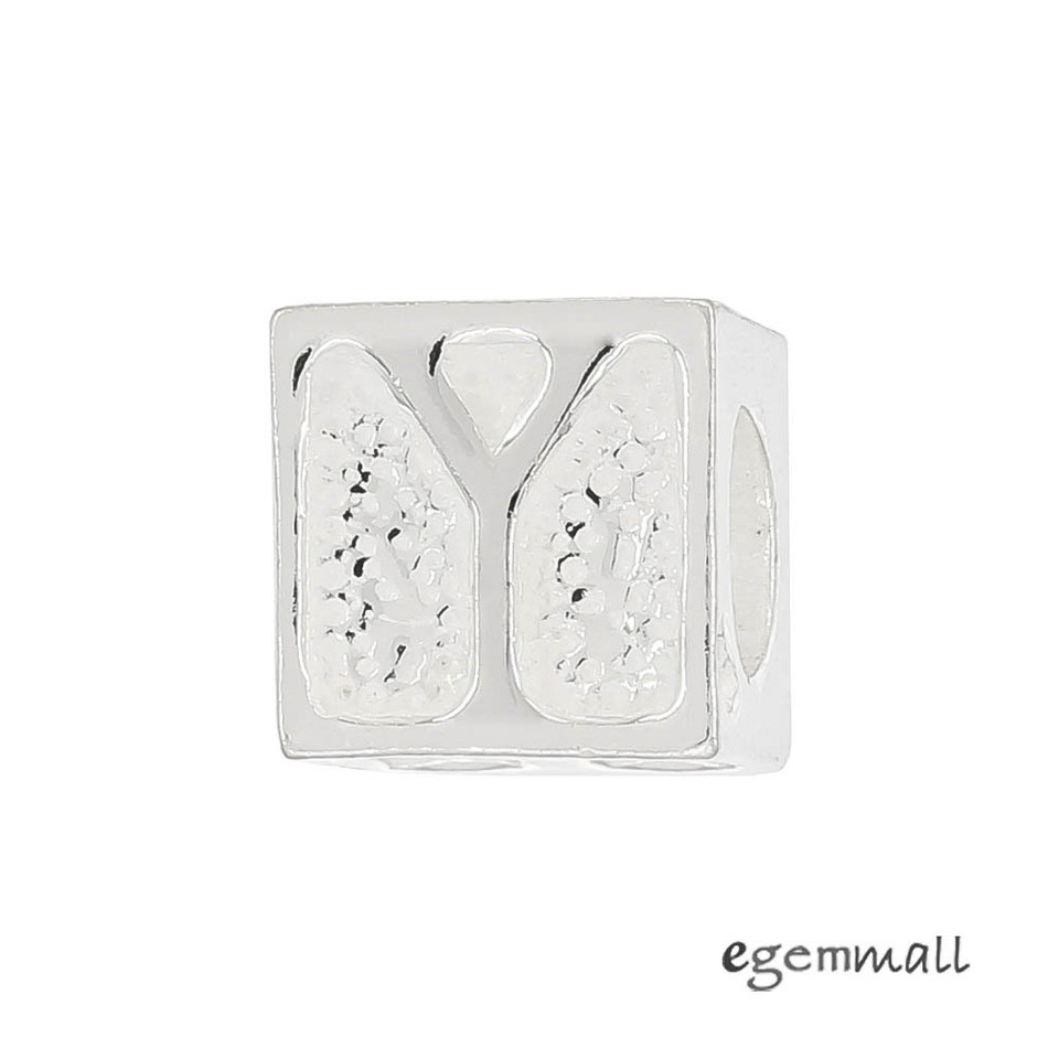 1 Sterling Silver Alphabet Initial Letter Cube Charm Bead Fit European ...