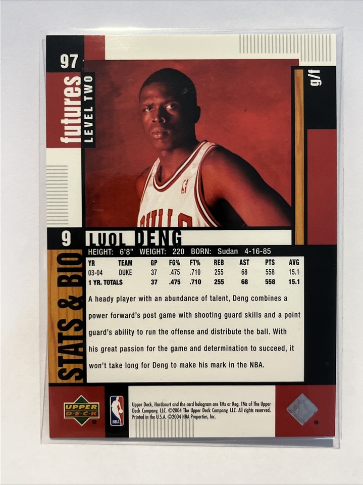2004-05 Upper Deck Hardcourt Futures Level Two /1999 Luol Deng #97 ...