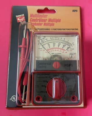 Commercial Electric Analog Multimeter, HSP5, 13 Ranges, 5 Functions ...