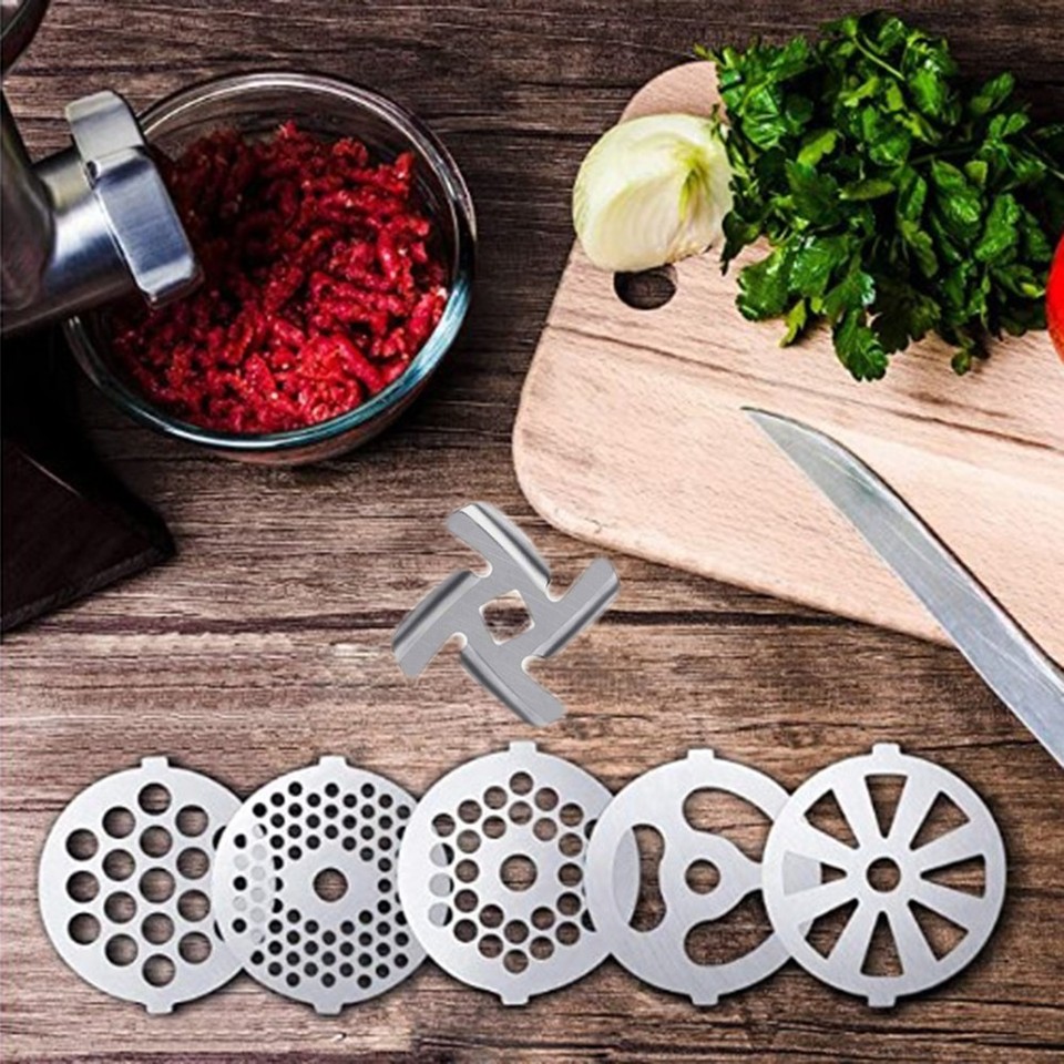 6Pcs Meat Grinder Mixer Plate Discs Stainless Steel Kit Food Grinders ...