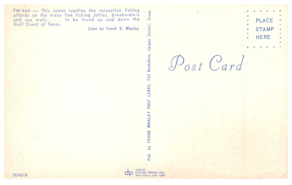 Texas Gulf Coast Fishing Jettie Breakwater Sea Wall Men c.1970 Vintage ...