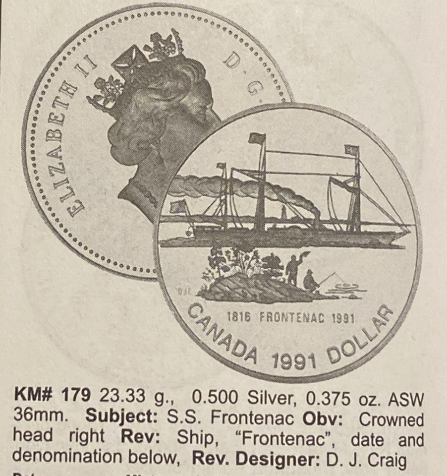 1991 Royal Canada Mint 7 Coin Proof Set w Silver Dollar Book Style Case ...