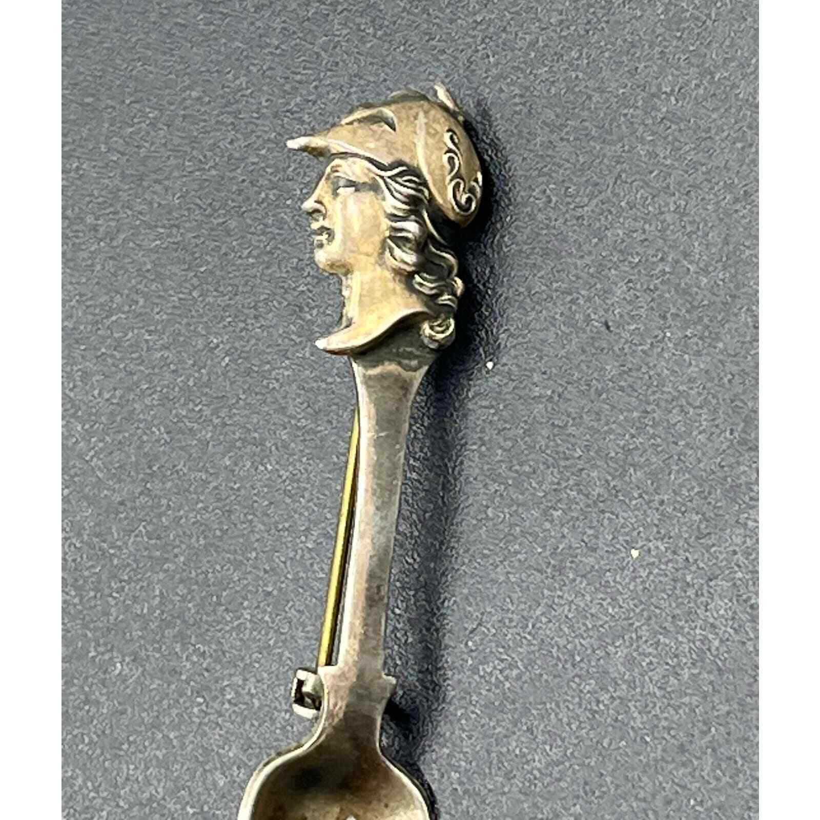 Sterling silver Roman soldier Spoon brooch Athene / Minerva Lapel Pin ...