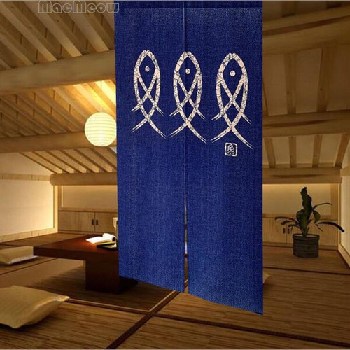 Lucky Blue Three Fish Noren Door Curtain Doorway Room Tapestry Home ...
