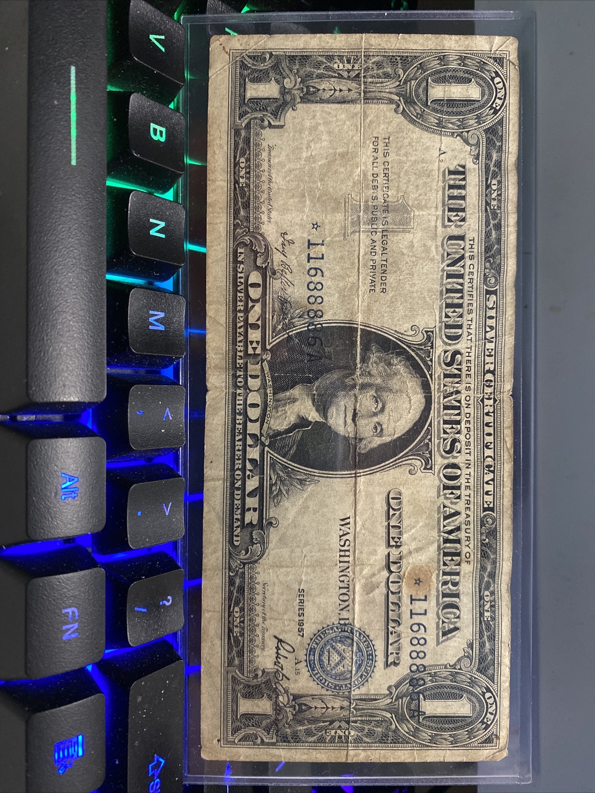 1 silver certificate 1957 4th Print Shift Error trinary star note super ...