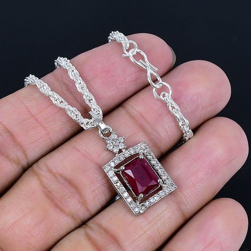 Kashmir Red Ruby 925 Silver Plated Handmade Necklace of 17"-18" | eBay