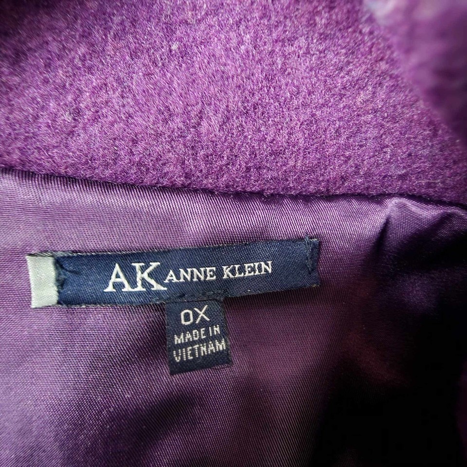 Anne Klein Purple Wool Blend Funnel Neck Snap Front Coat Women's L | eBay