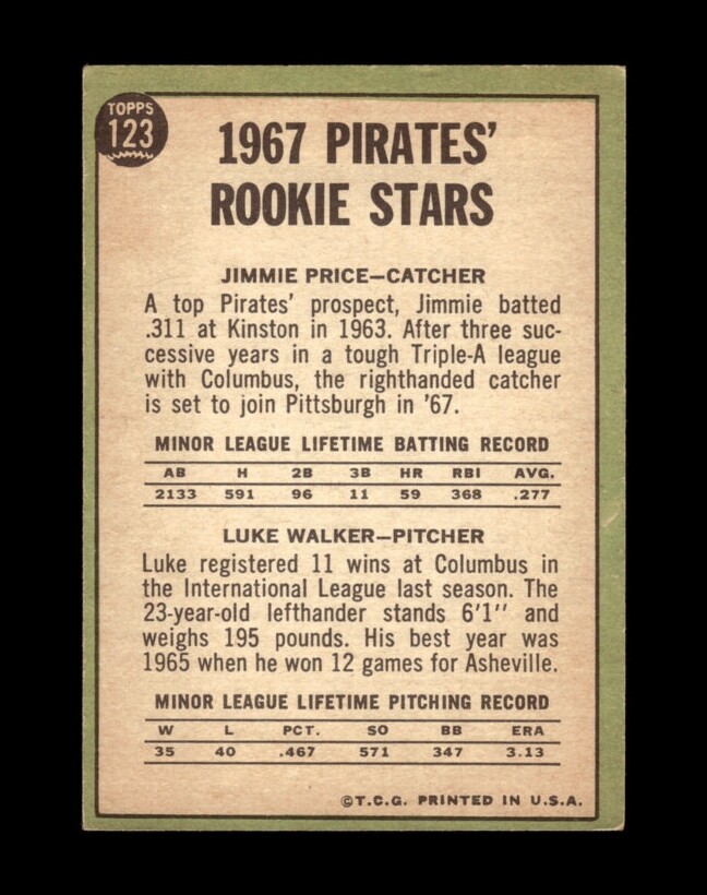 1967 Topps Set-Break #123 Pirates Rookies VG-VGEX *GMCARDS* | eBay