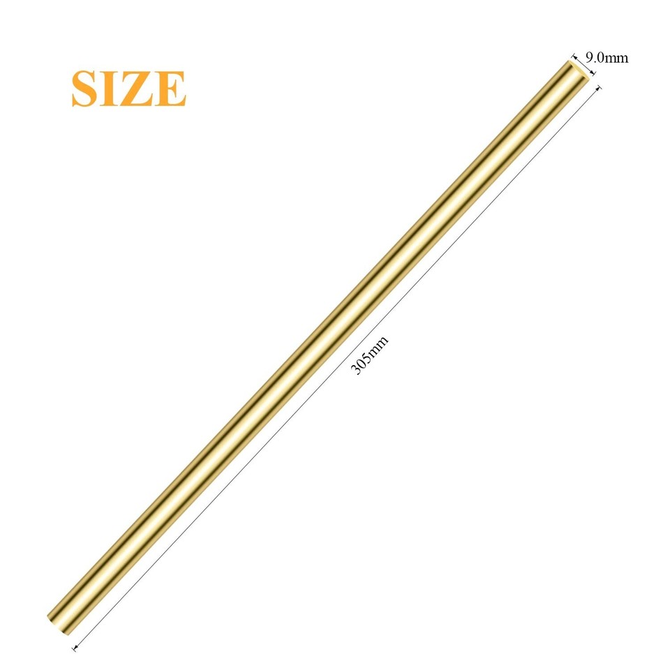 2 Pieces 9mm Brass Round Rods, Brass Solid Round Rod Lathe Bar Stock ...