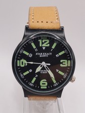 Men's Modern Leather Stainless Steel Military Sport Quartz Star Wrist ...