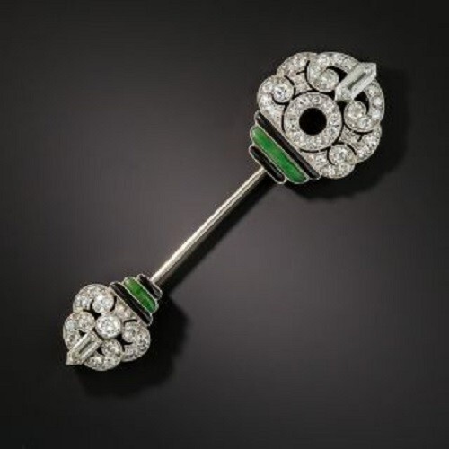 Antique Style Cubic Zirconia Onyx, Green Lapel Pins 925 Sterling Silver ...