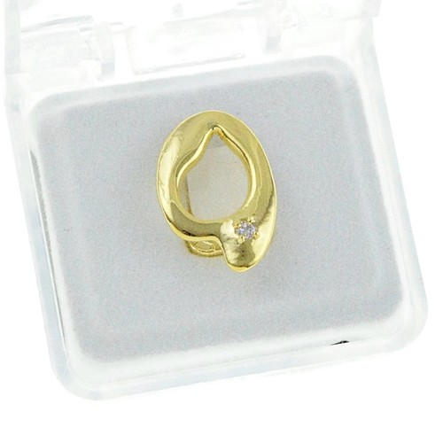 14k Gold Plated Open Grillz Single Iced Simulated CZ Canine Vampire ...