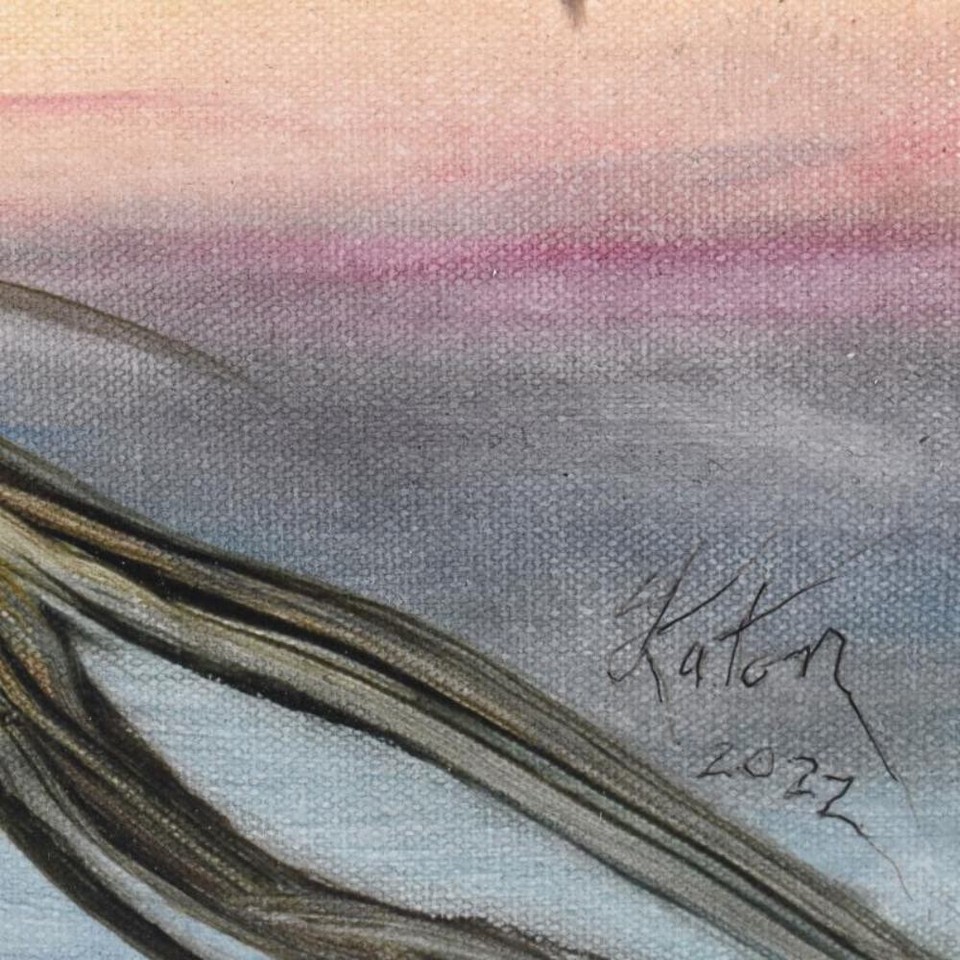 Martin Katon, "Rainbow Buntings" Original Oil Painting on Canvas, Hand ...