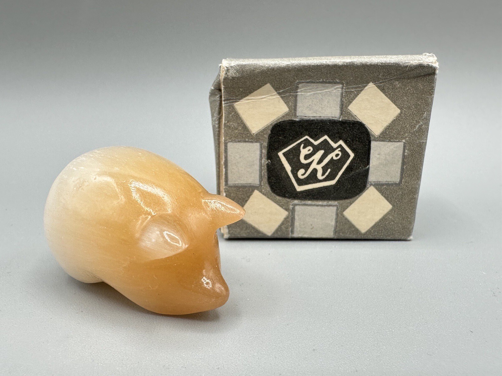 Vintage Pig Figurine USSR RUSSIA Orange Selenite Hand Carved Stone ...