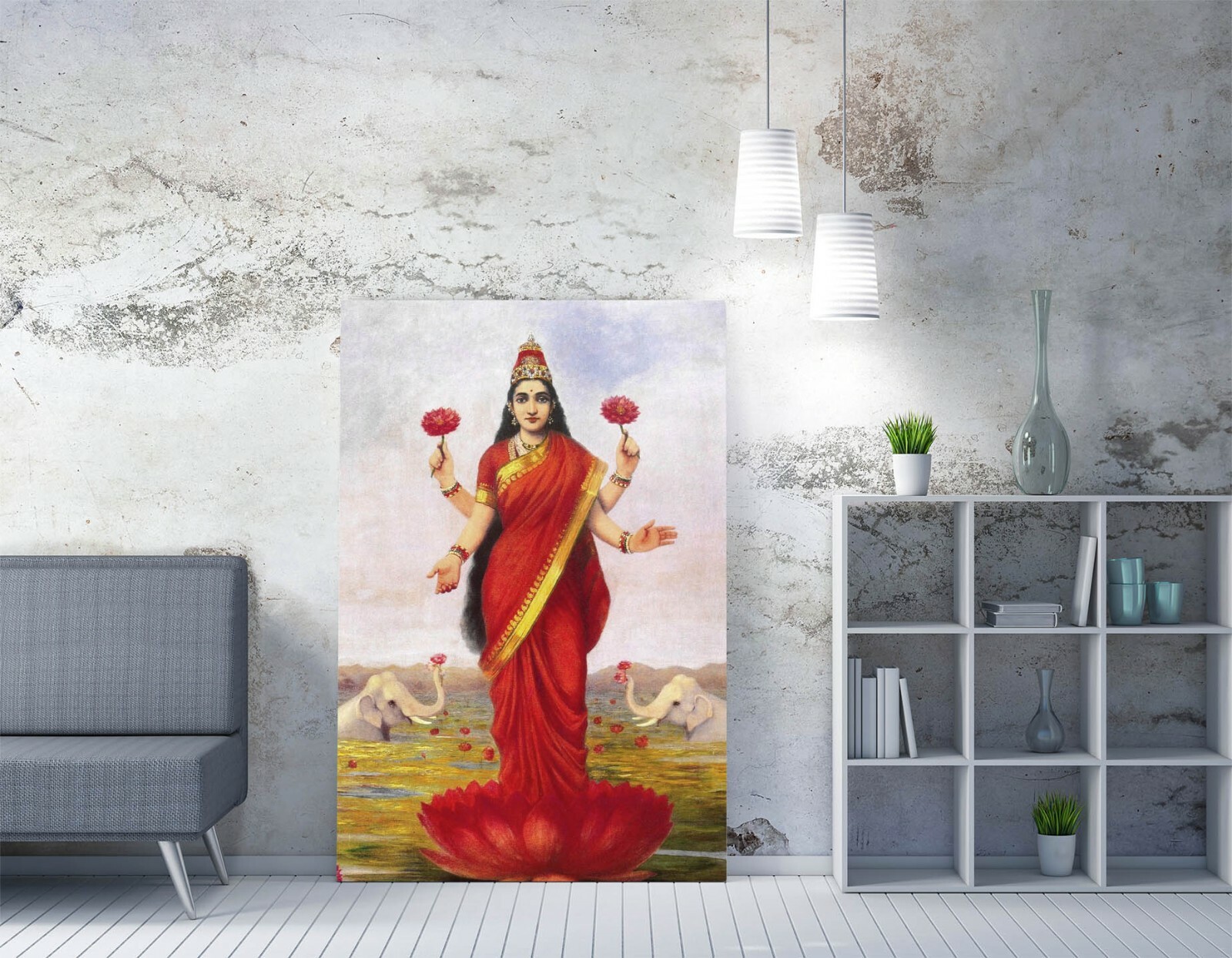 RAJA RAVI VARMA, GODDESS LAKSHMI -CANVAS WALL ART PRINT ARTWORK | eBay UK
