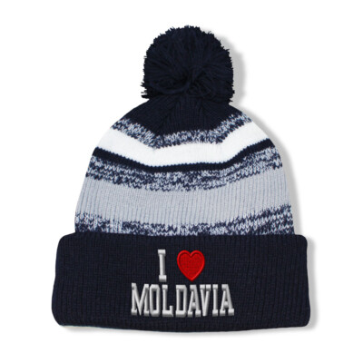 Vintage Pom Pom Beanie I Love Moldova Winter Hats Skull Cap Hat for Men ...