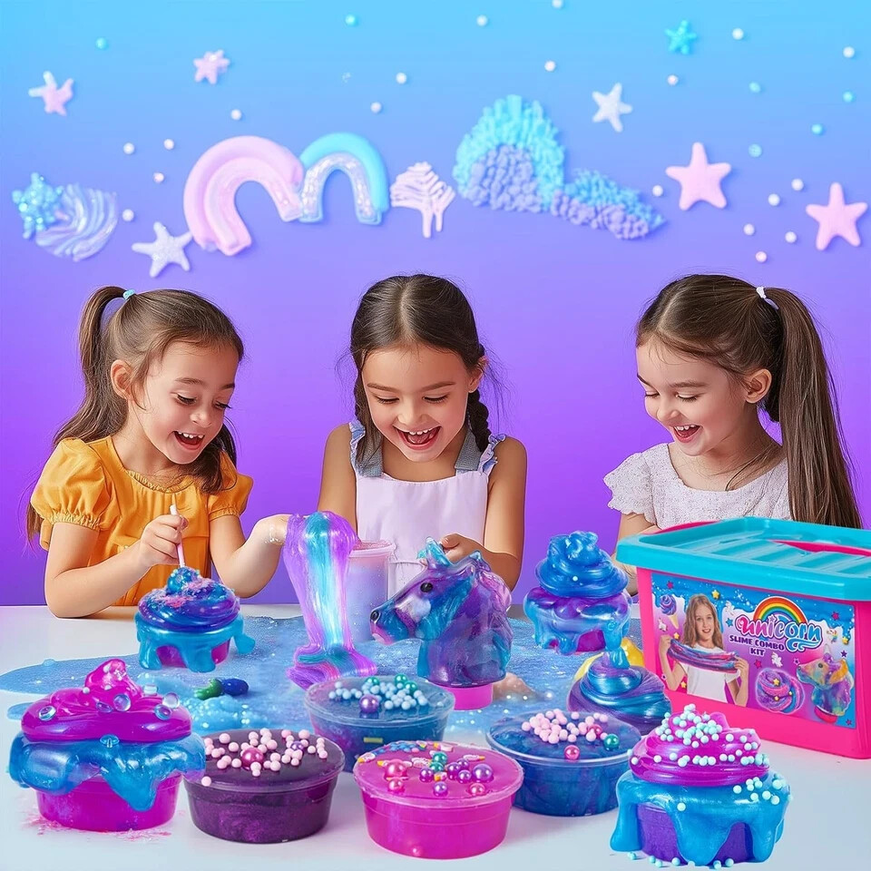 Zonfrto Mini Unicorn Slime Kit for Girls, Glimmer Crunchy Slime, Butter ...