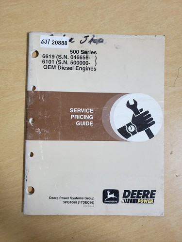 John Deere 500 Series 6619 6101 Engine Service Pricing Guide SPG1068 | eBay