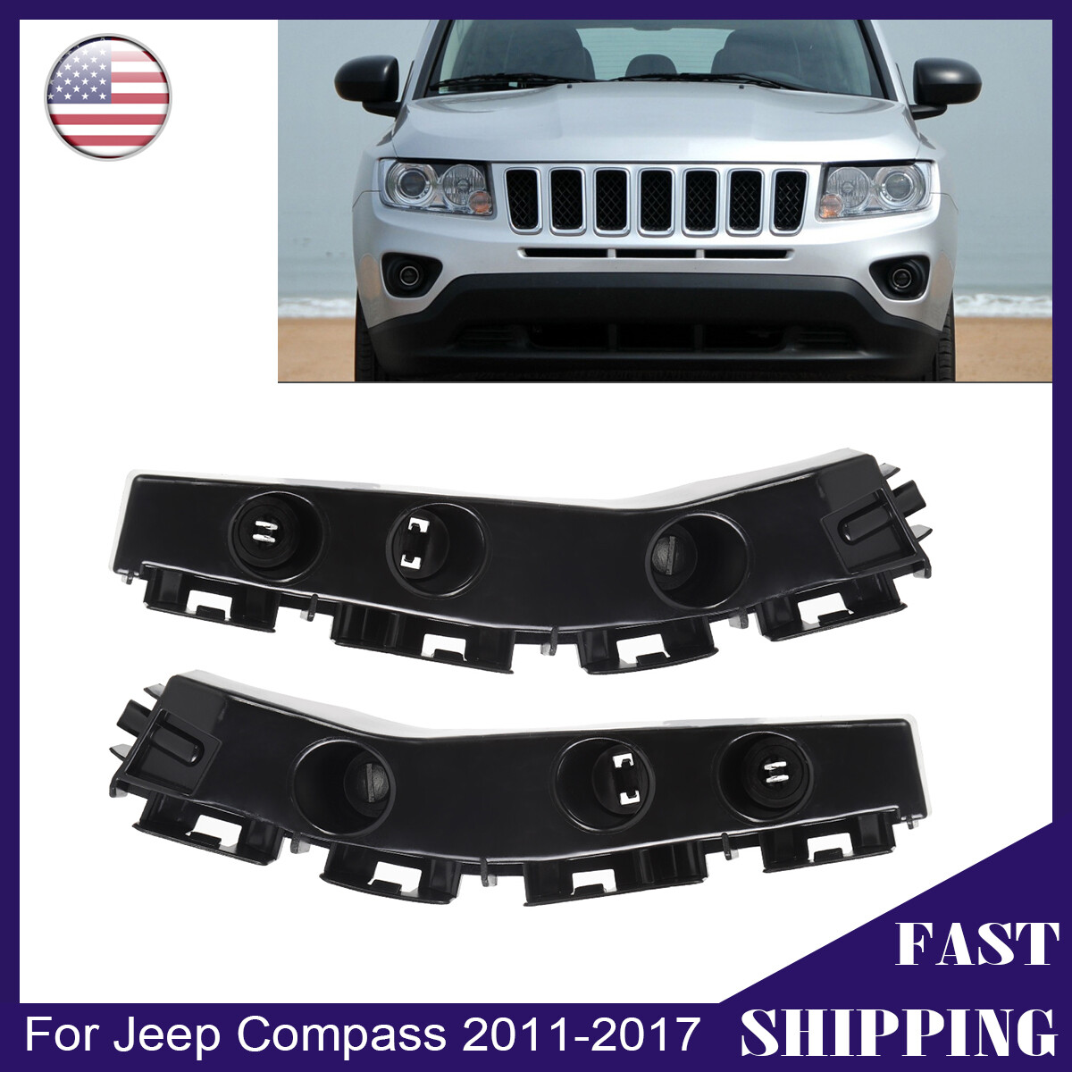 2011-2017 Jeep Compass Front Bumper Bracket Retainer Mount Hold LH+RH ...