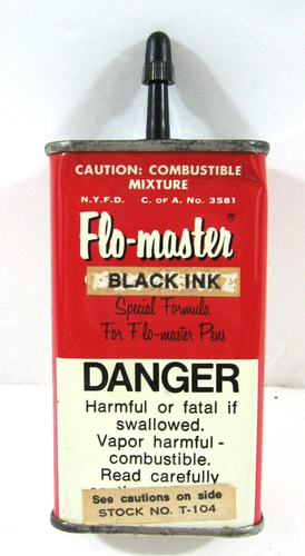Vintage Flo-master Black Ink Handi Oiler Tin Fabercastell Newark NJ Old ...
