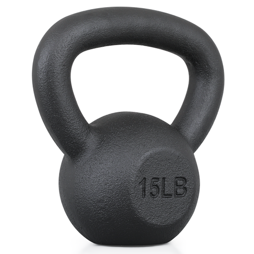 15 LB Cast Iron Kettlebell Weight,Full Body Exercise Strength Training ...