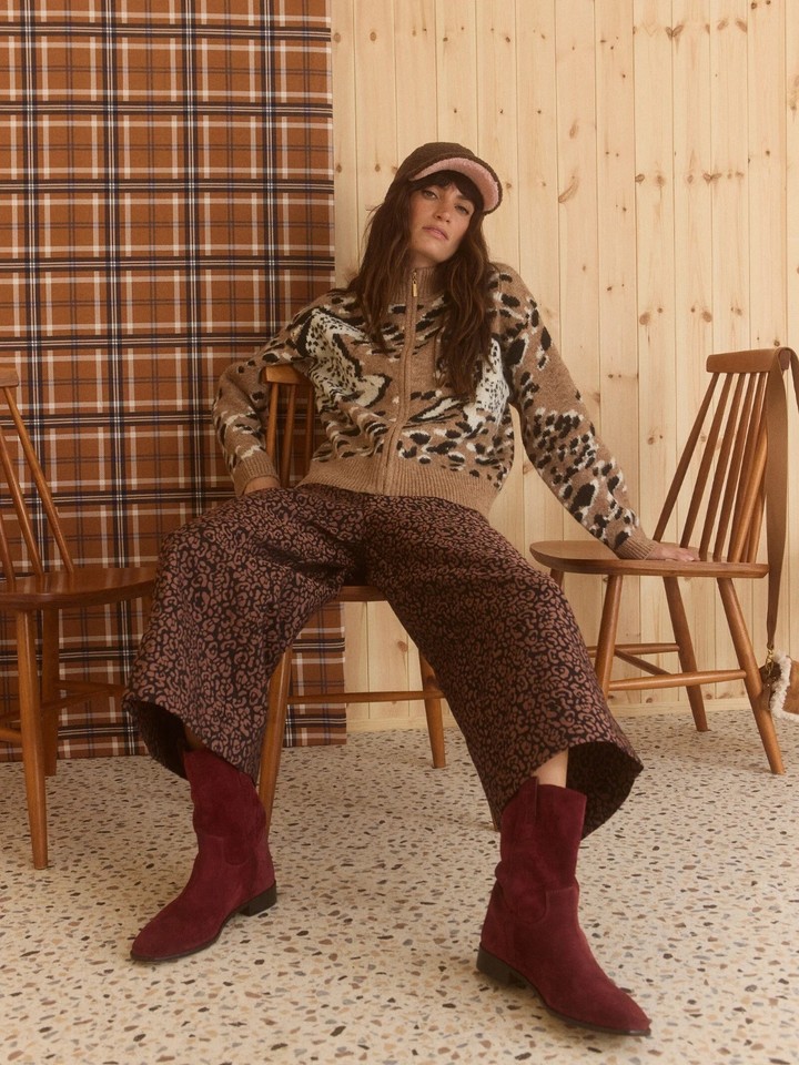 BNWT: Brown Horse Print Zip Up Knitted Bomber Jacket from Oliver Bonas ...