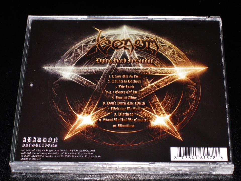 Venom: Dying Hard In London CD 2025 Abaddon Productions EU ABP001CD JC ...