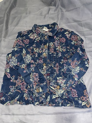 Coldwater Creek Floral Women's PL Jacket Blue & Purple Flowers Button ...