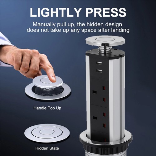 Hidden Kitchen Table Pull Pop Up Socket USB Charge Electrical Desktop ...