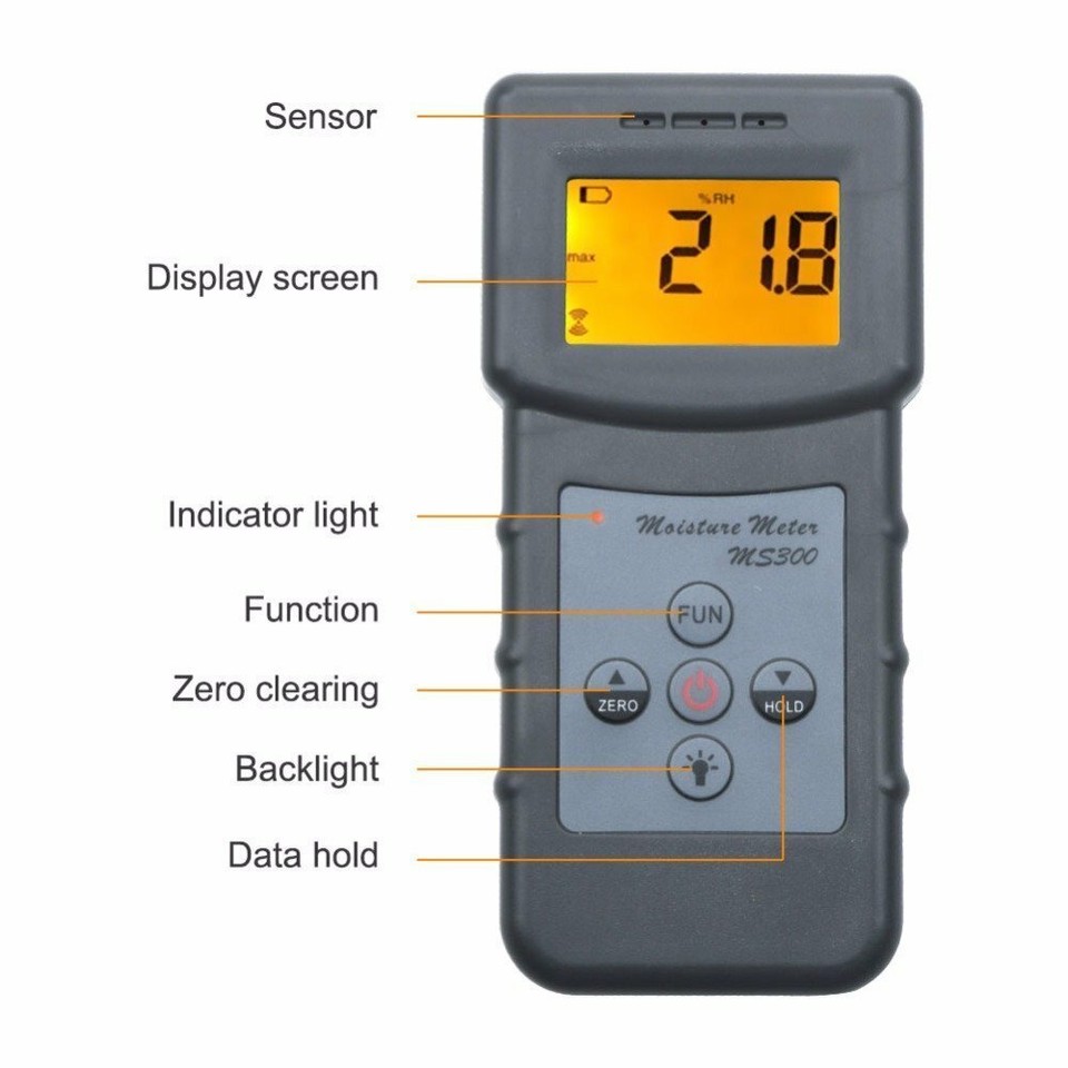 Concrete Moisture Analyzer Meter For Wood Timber Bamboo Carton Testing ...