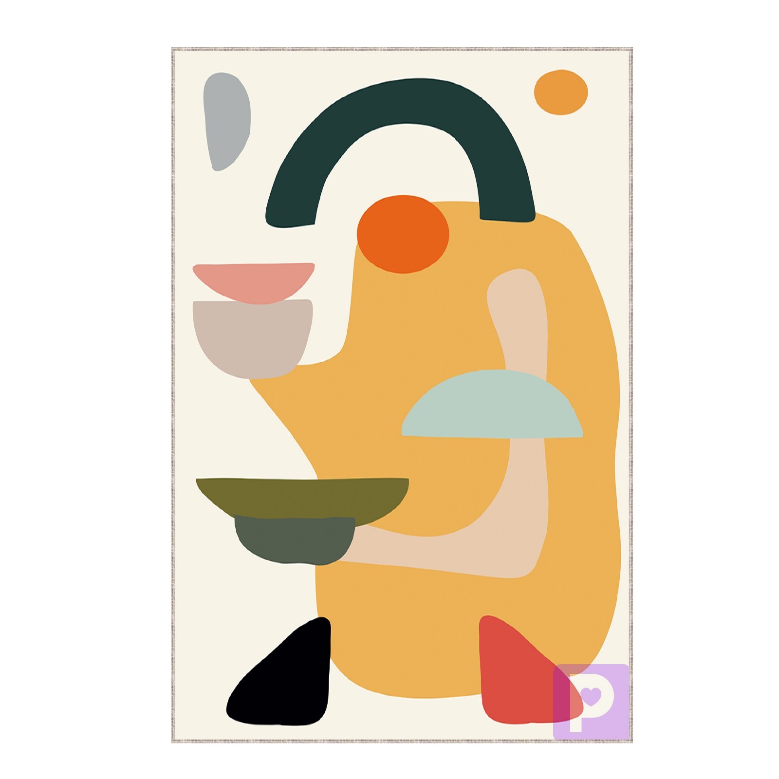 Hand Drawn Rug, Colorful Minimal Abstract Rug, Colorful Modern ...