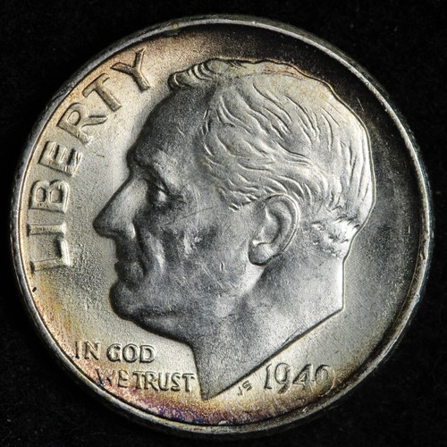 1949-S Roosevelt Silver Dime BU *UNCIRCULATED* MS RAINBOW TONED E293 ...