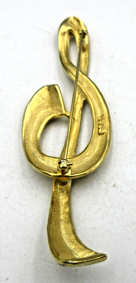 Vtg SIGNED PEP Erwin Pearl BIG LARGE TREBLE CLEF MUSIC NOTE Brooch Pin ...