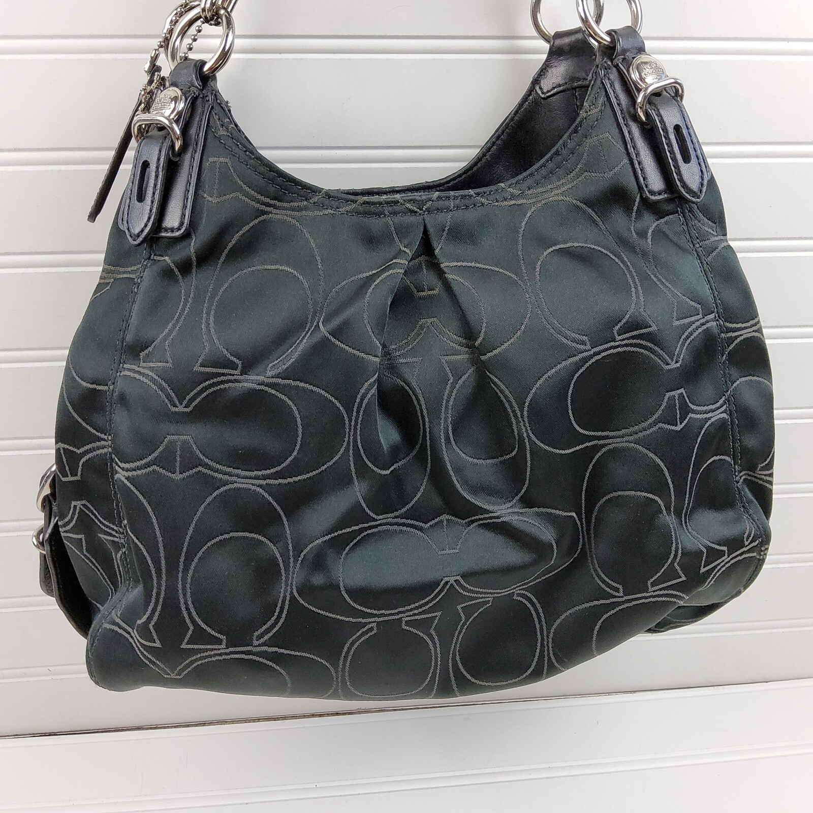 Coach Signature 16153 Shoulder Handbag Purse Carriage Fob Black | eBay