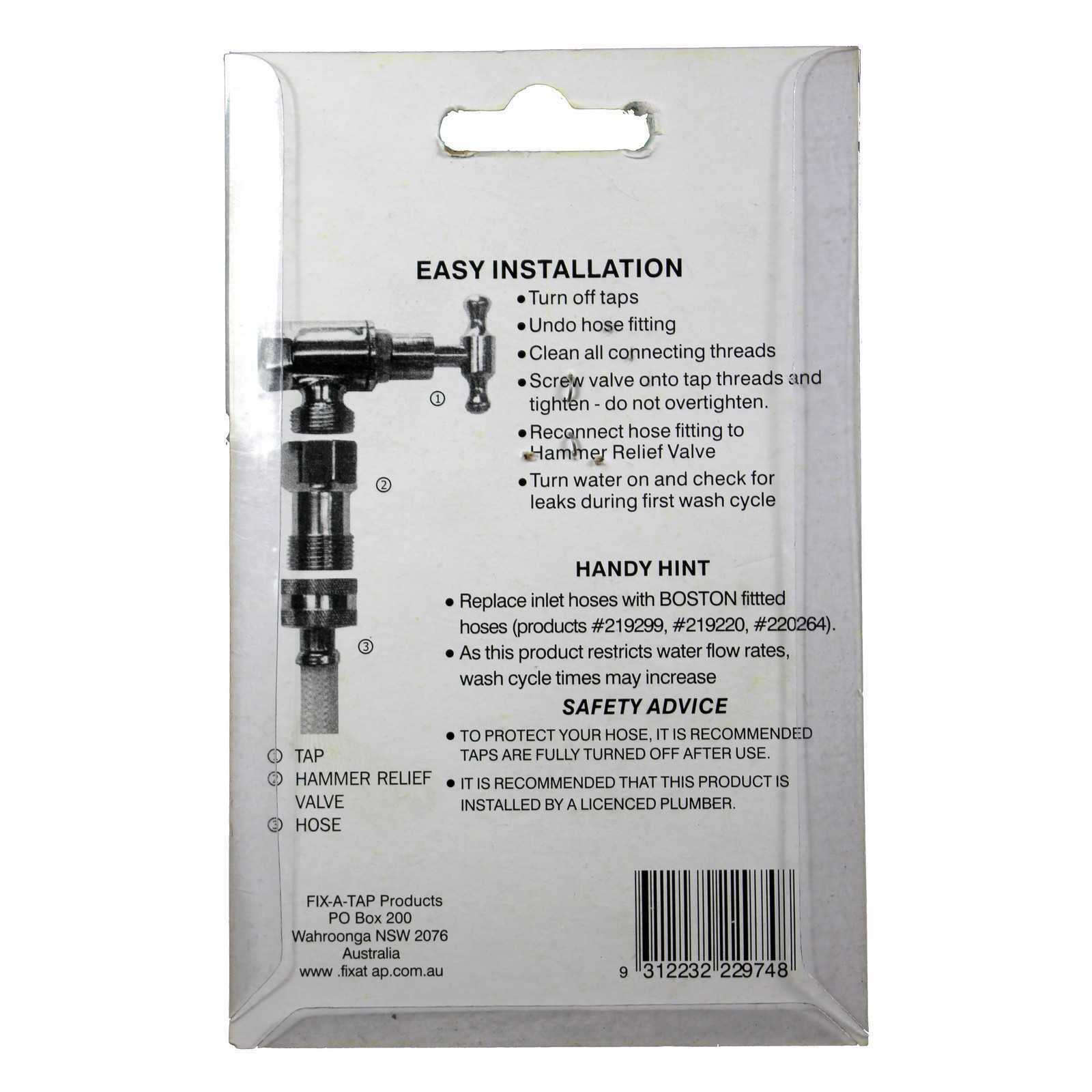 Fix-A-Tap Hammer Relief Valve For 13mm Taps With 19mm Screwed Threads ...