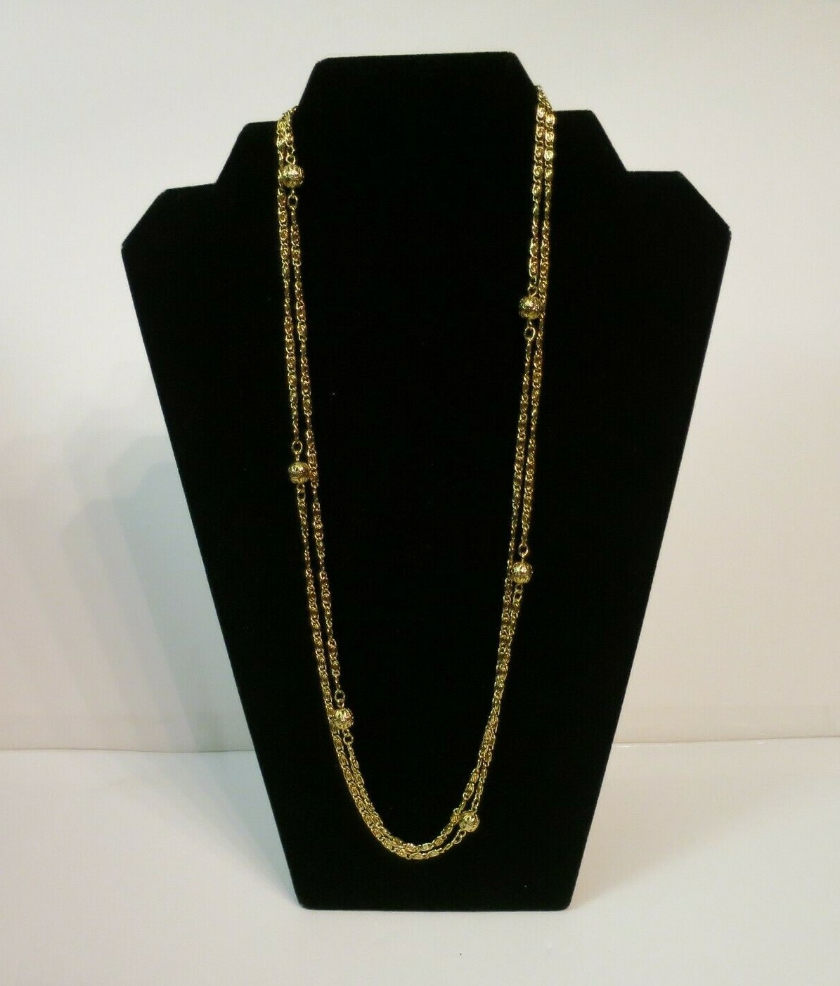 Long 42" Satellite Necklace Lumachina Chain Gold Tone with Filigree ...