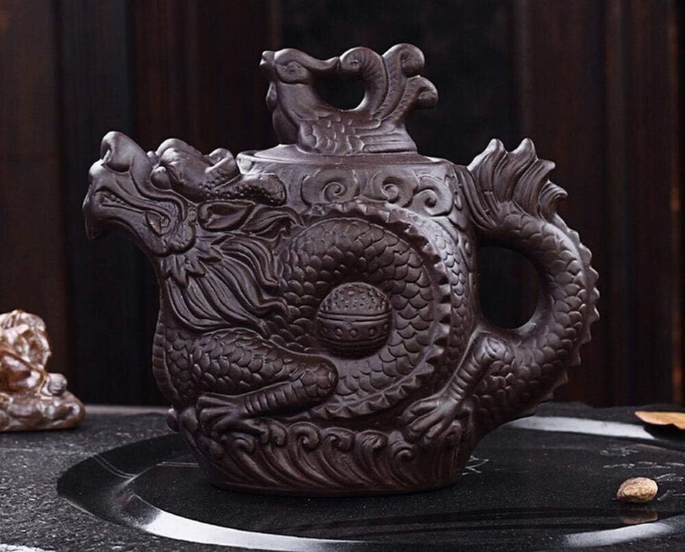 Authentic Yixing Teapot Dragon and Phoenix Tea Pot Big Capacity Purple ...