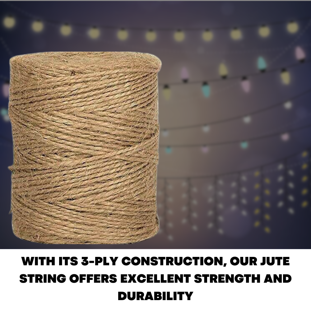 10M-1000M Natural Brown Twine String Shank Craft Jute Christmas Packing ...